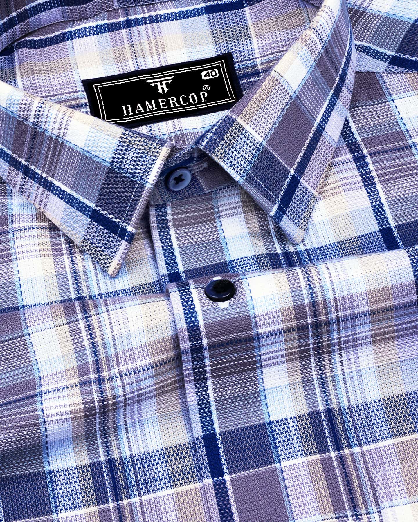 Slender Gray Multicolor Check Slub Cotton Shirt – Hamercop