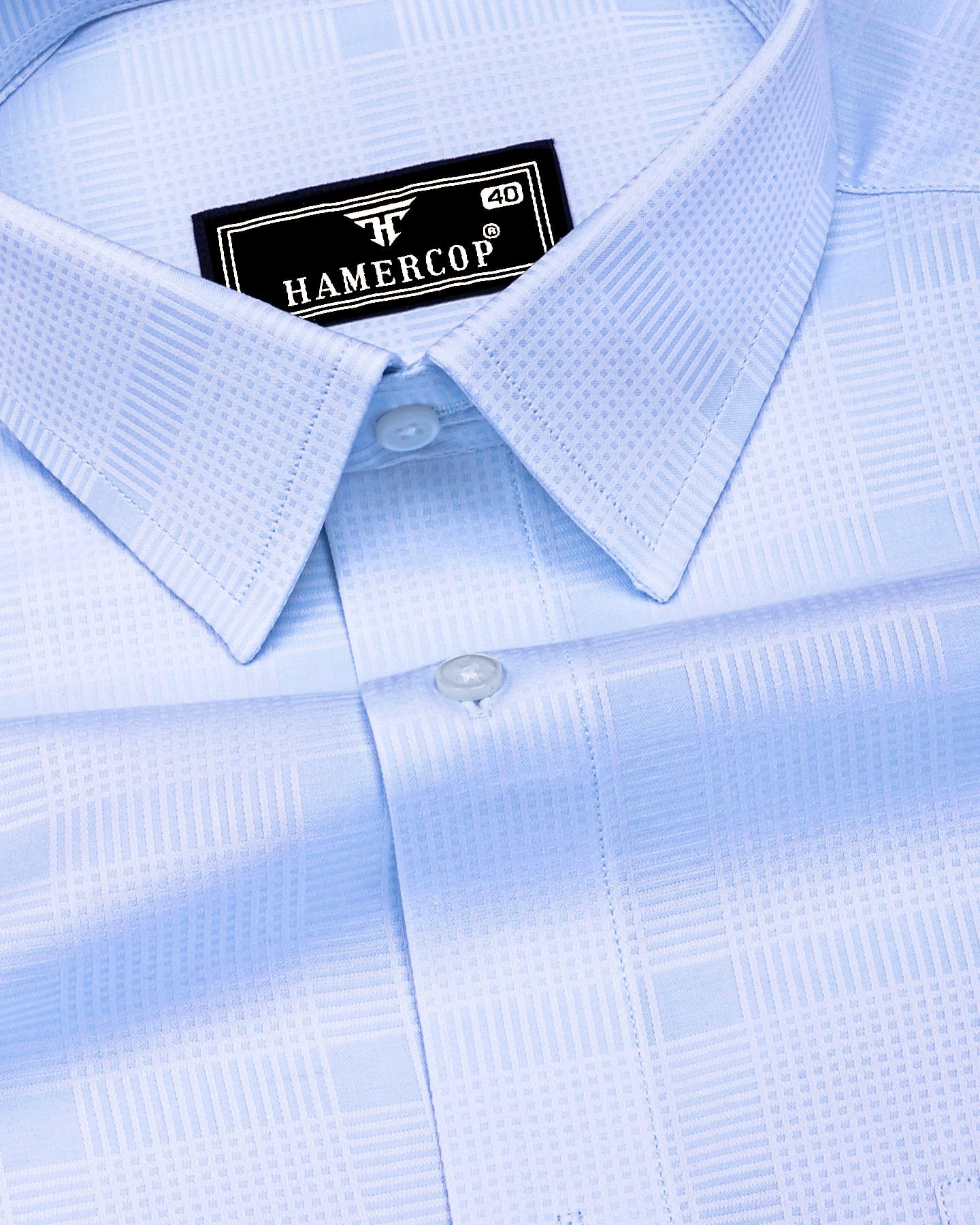 Sky Mist Blue Check Premium Giza Cotton Shirt – Hamercop