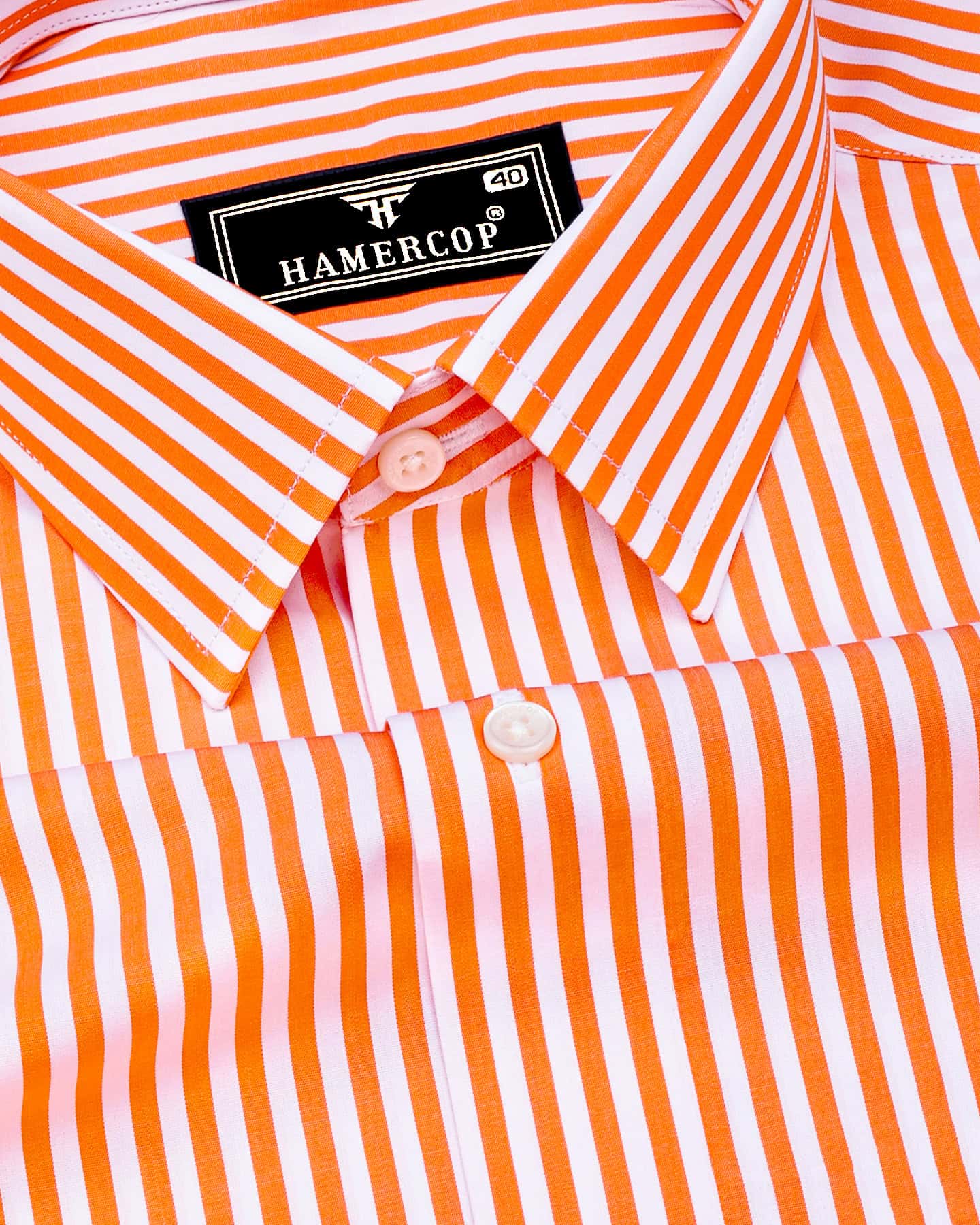 Zesta Orange Candy Stripe Cotton Shirt for Men – Hamercop