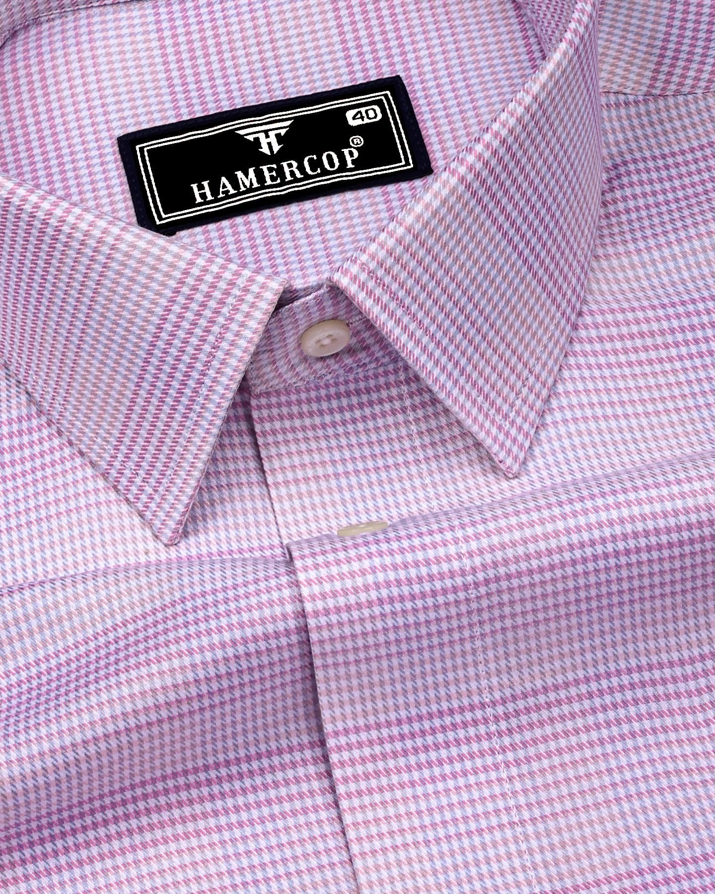 Antimony Pink Houndstooth Giza Cotton Shirt – Elegant Office Style ...