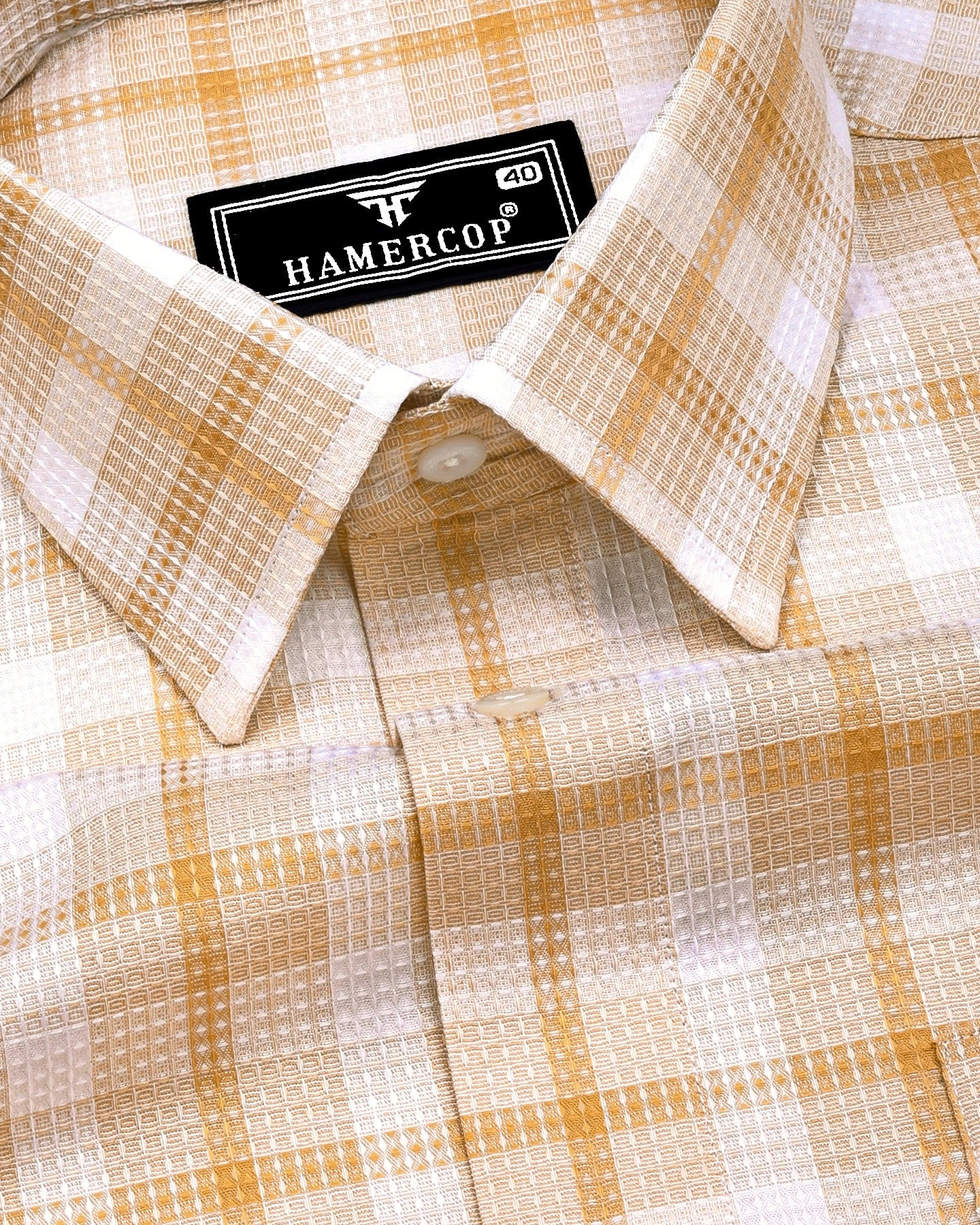 Cream Waffle Check Shirt with Bold Texture – Hamercop
