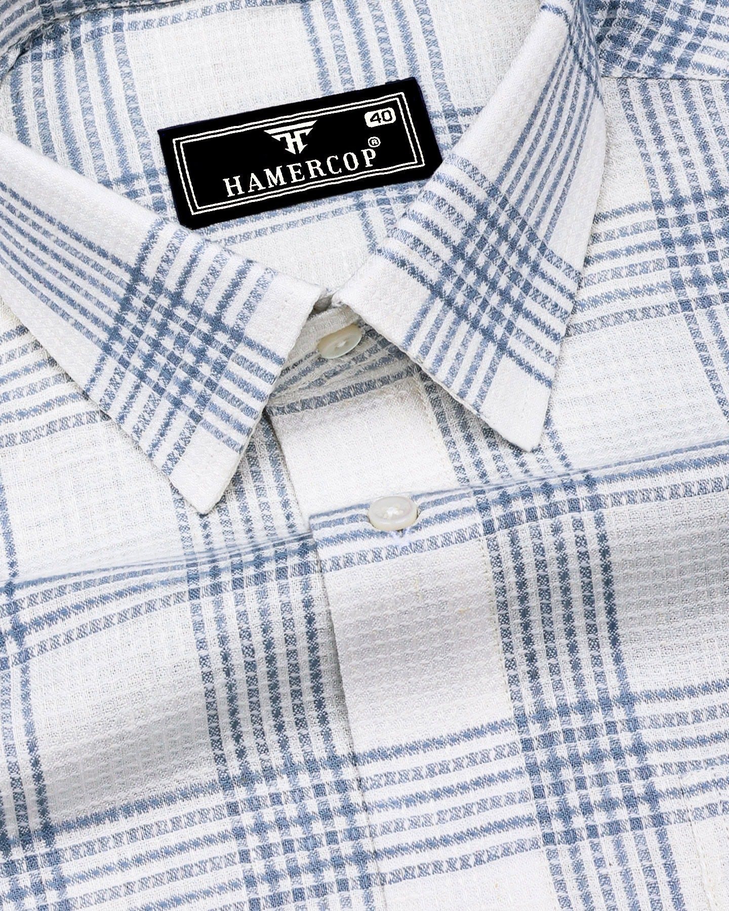 White Gray Waffle Dobby Cotton Shirt for Men – Hamercop