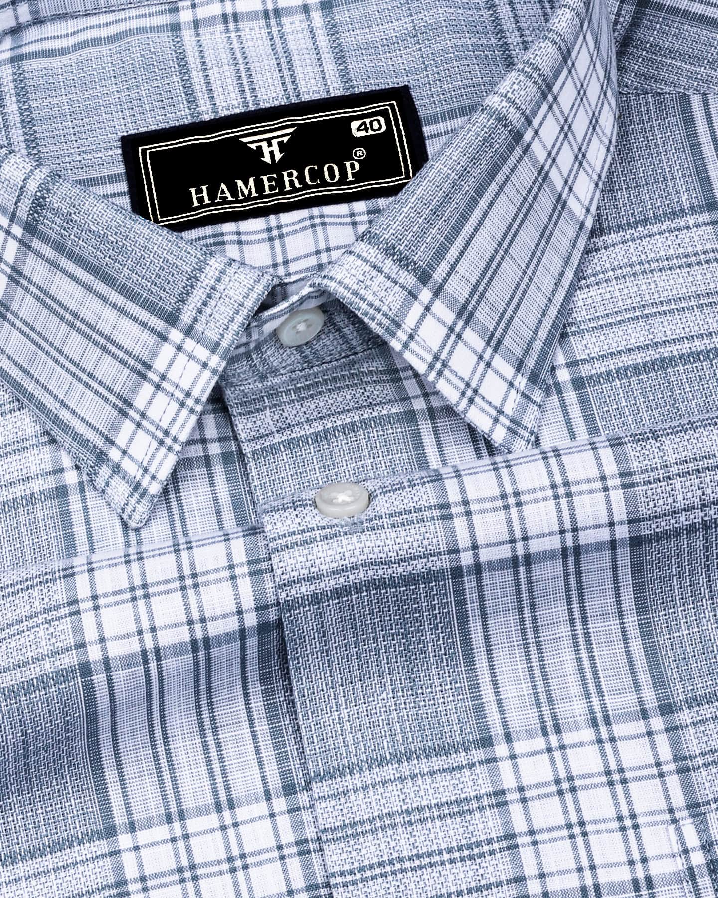 Gray White Dobby Check Formal Cotton Shirt for Men – Hamercop