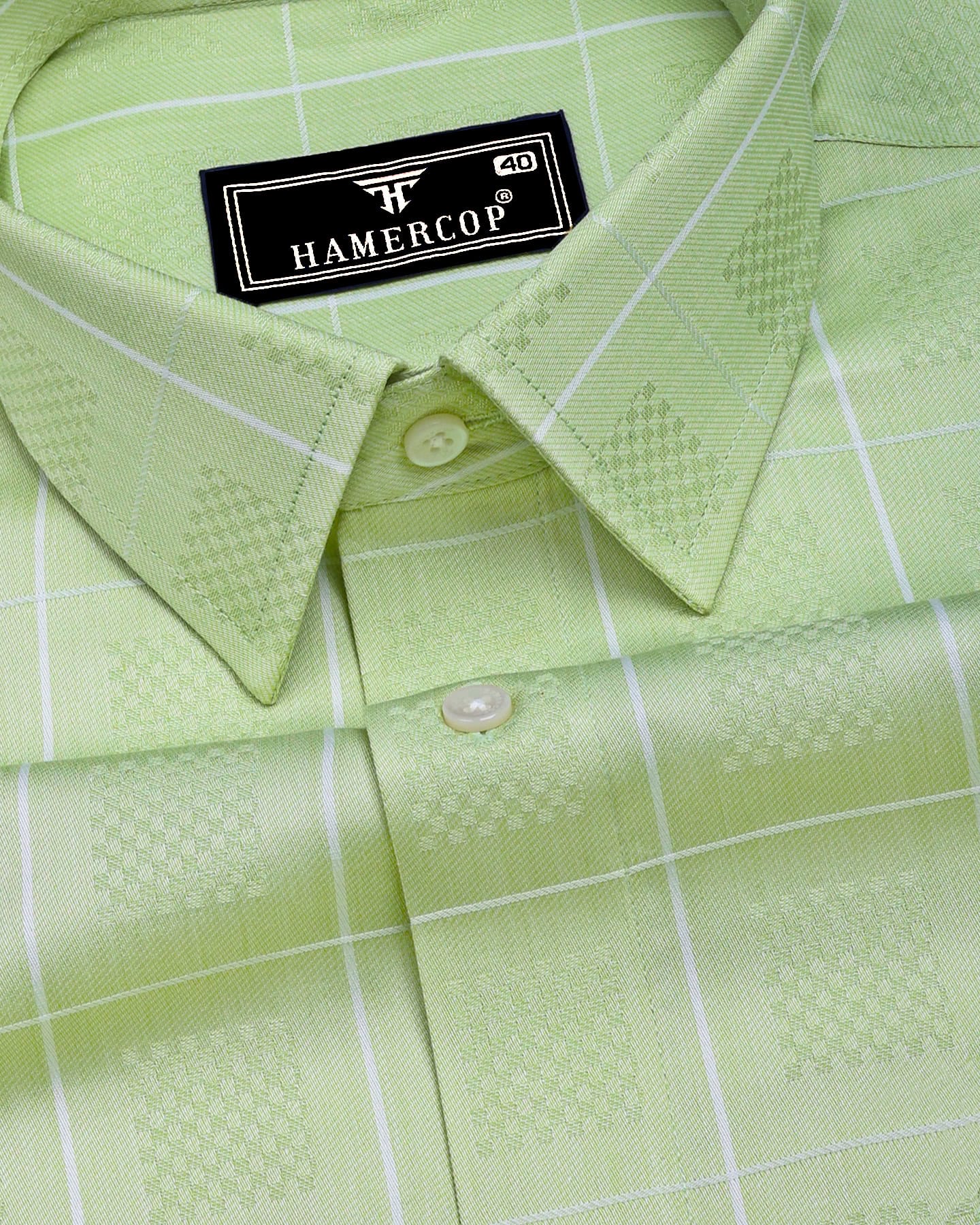 Green Dobby Check Premium Giza Cotton Shirt - Hamercop