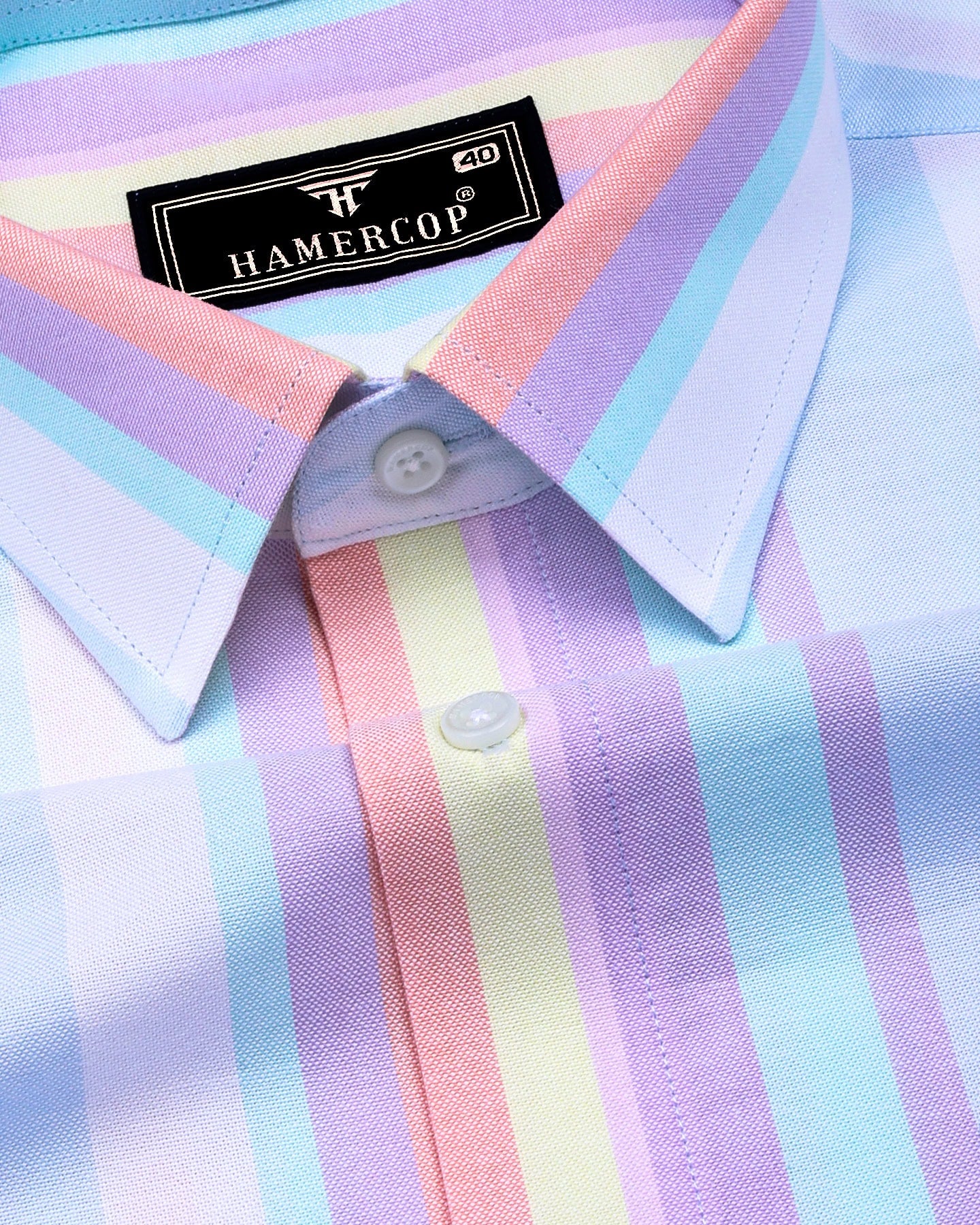 Multicolor Stripe Oxford Cotton Shirt for Men - Hamercop