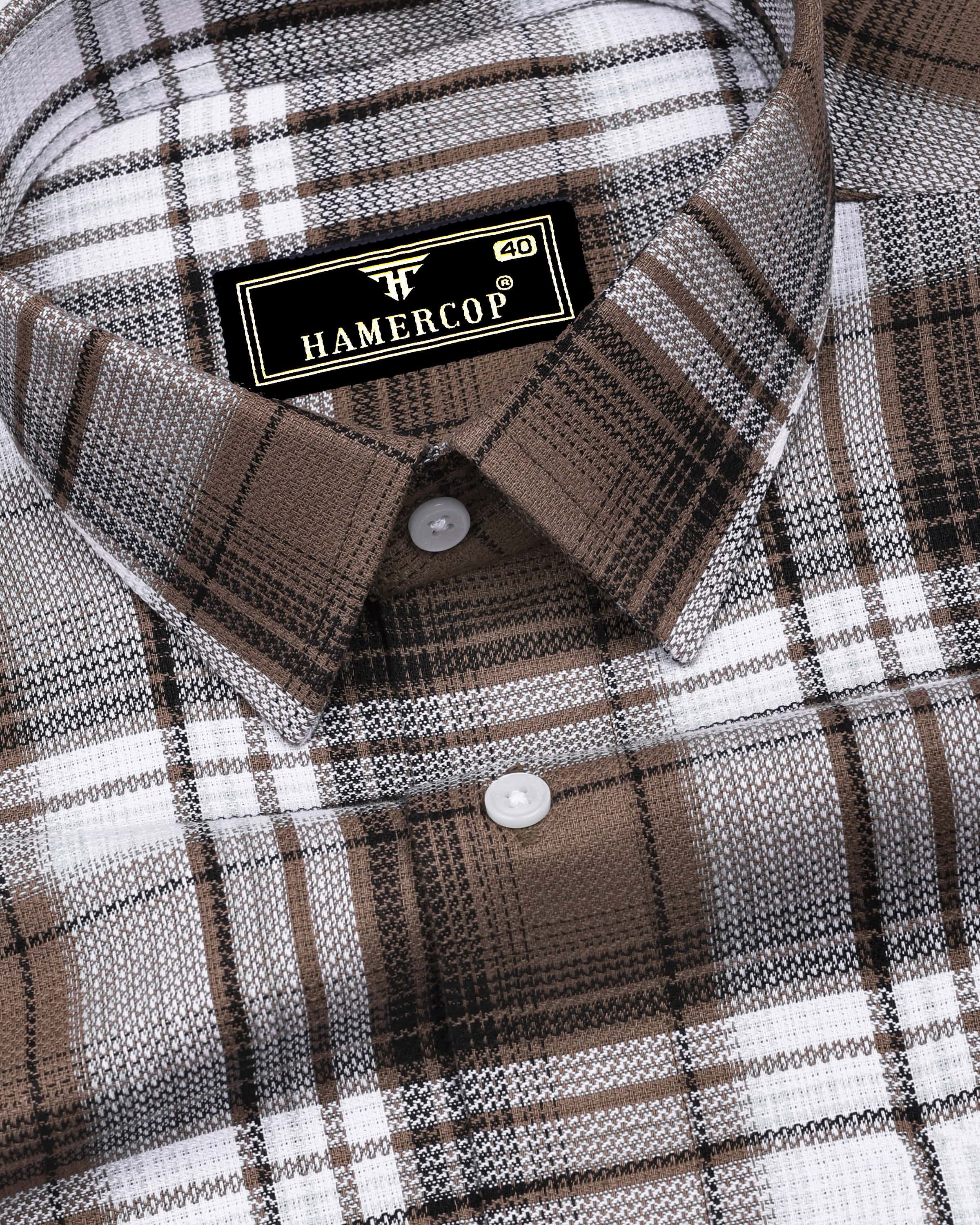 Drizzle Brown White Check Dobby Cotton Shirt for Men – Hamercop