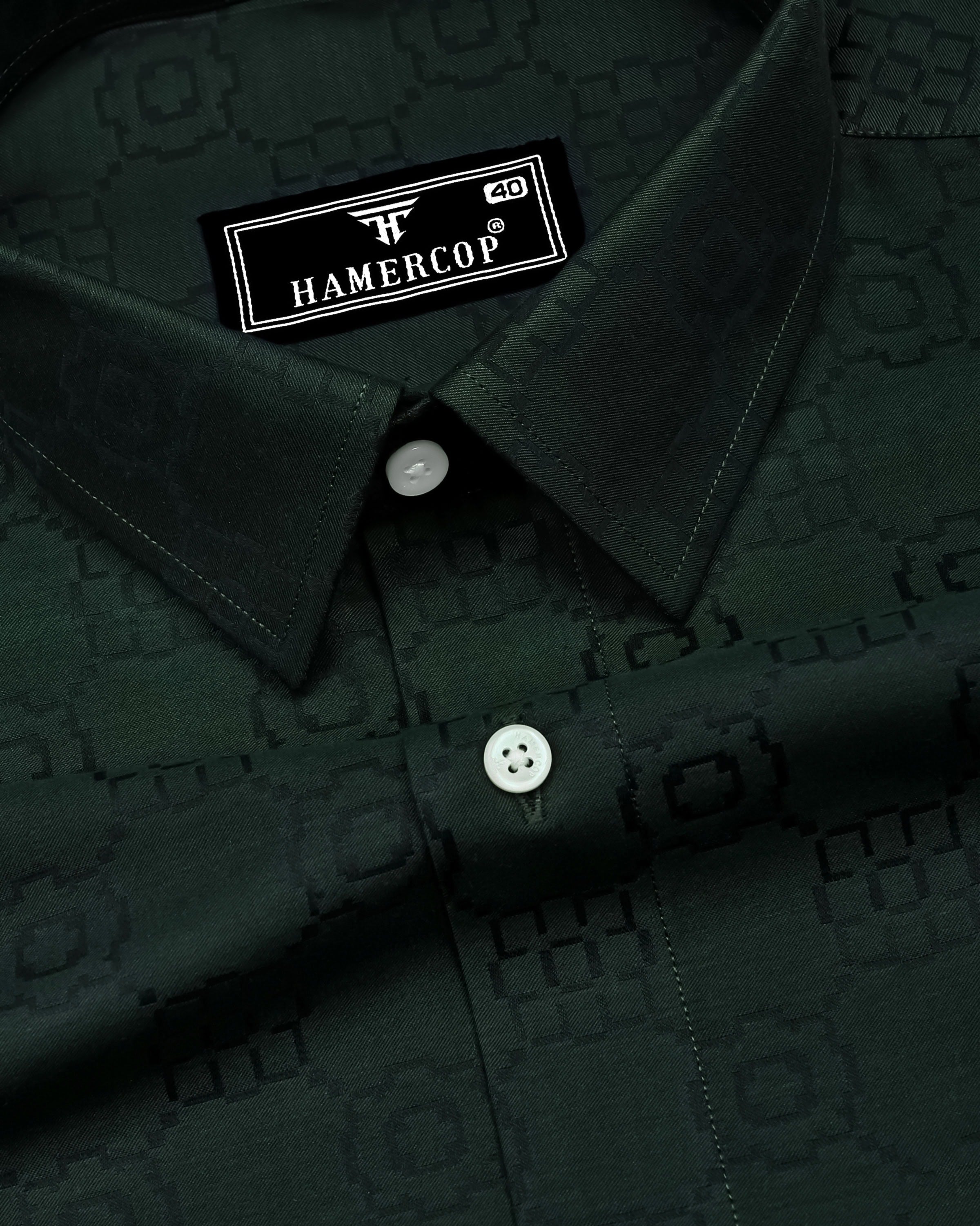 Lewis Green Jacquard Shirt – Premium Cotton Designer Wear – Hamercop