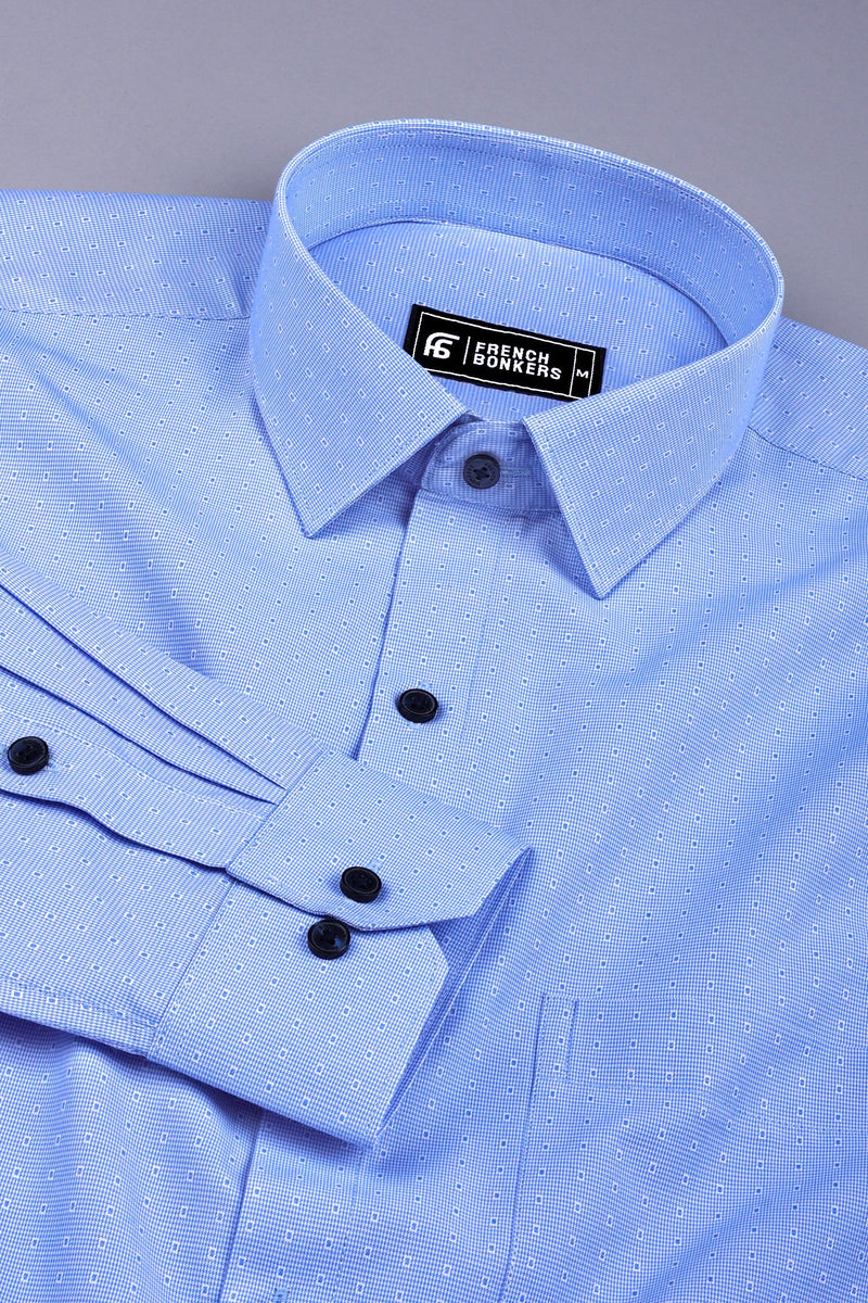 Blue & White Houndstooth Cotton Shirt for Men – Hamercop