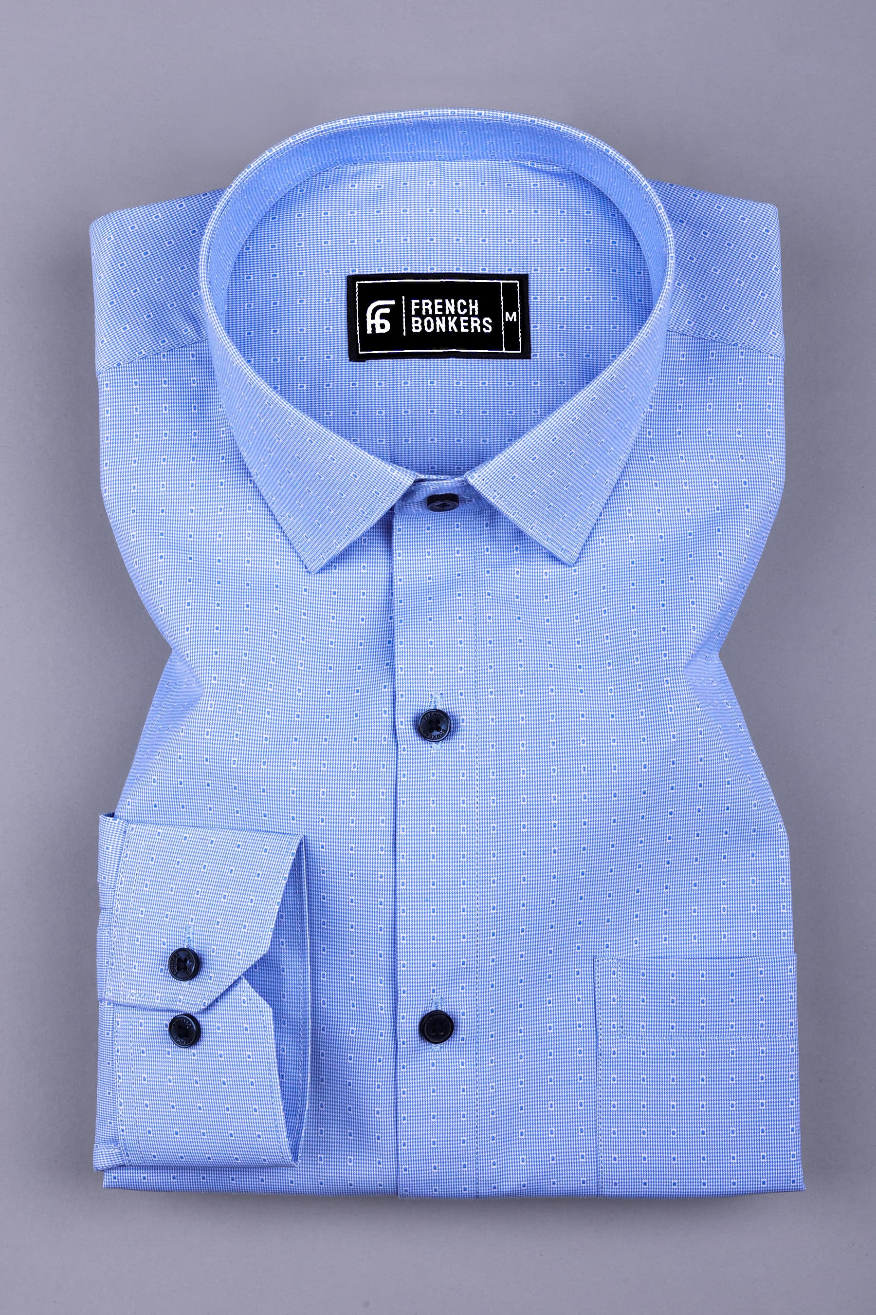 Blue & White Houndstooth Cotton Shirt for Men – Hamercop