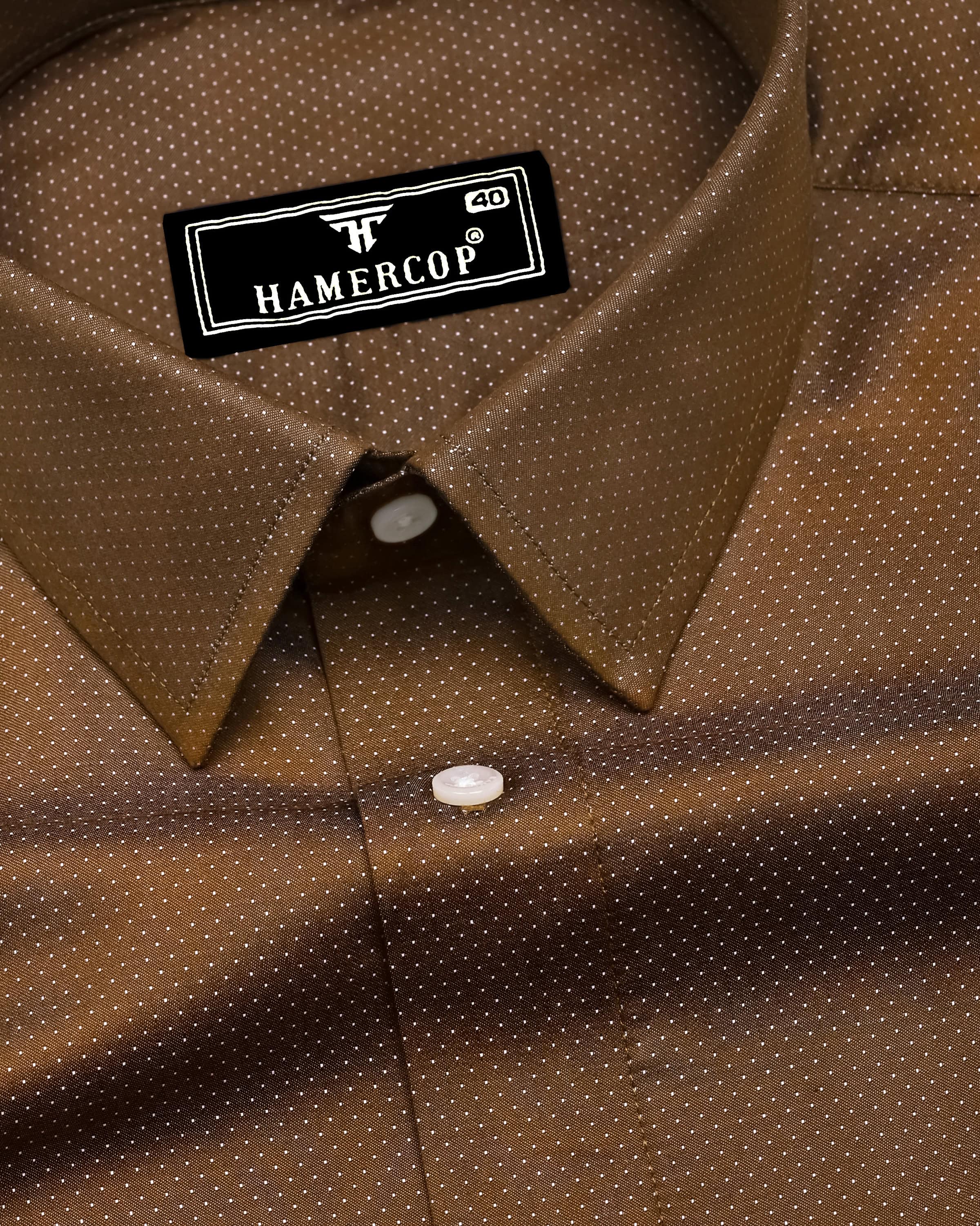 Wood Brown White Jacquard Textured Cotton Shirt for Men – Hamercop