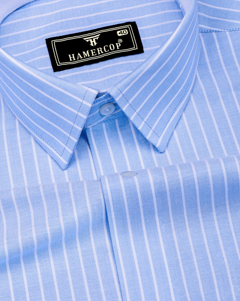 Lapis Skyblue With White Stripe Oxford Cotton Shirt – Hamercop
