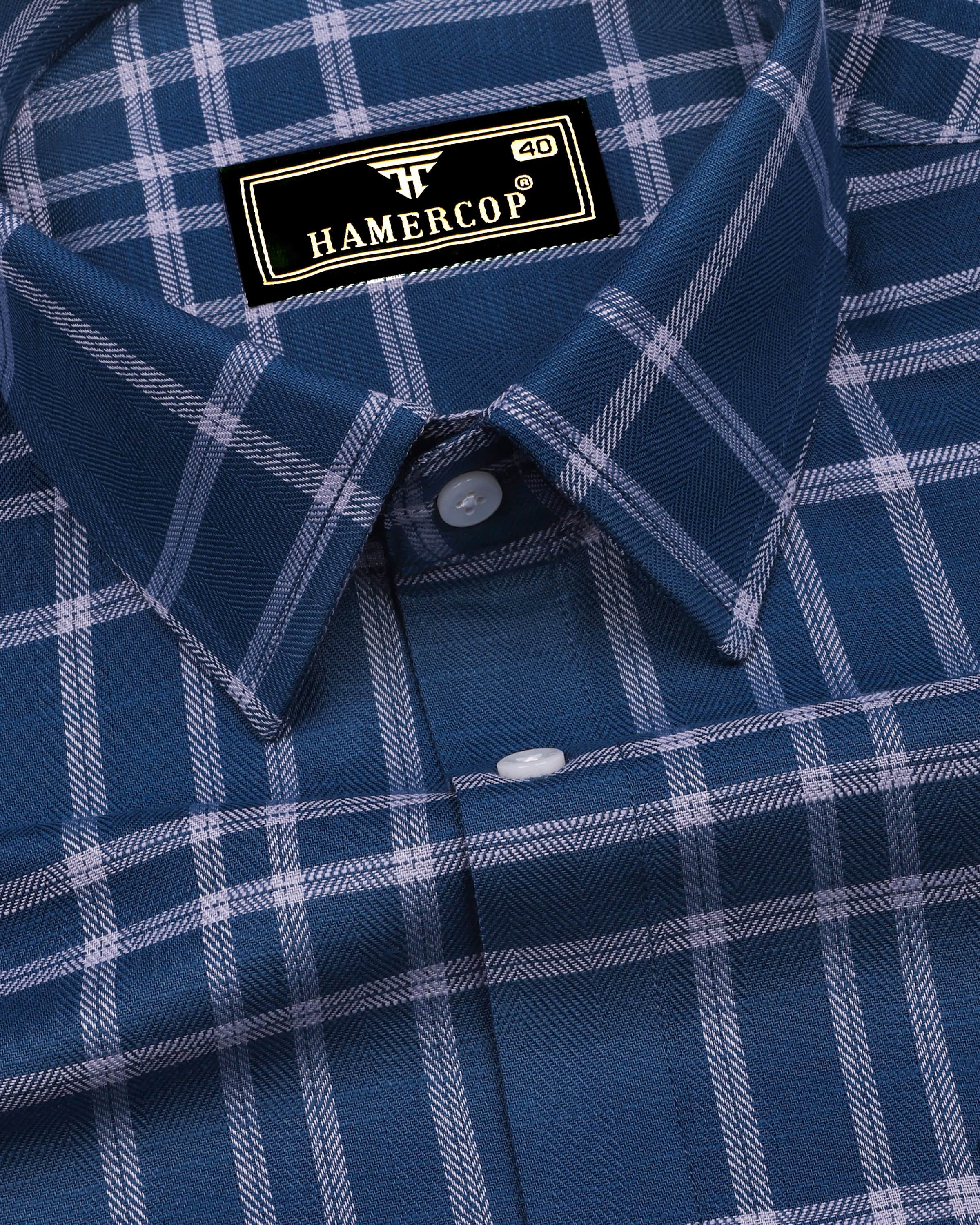Blue Cotton Shirt with White Twill Check – Hamercop