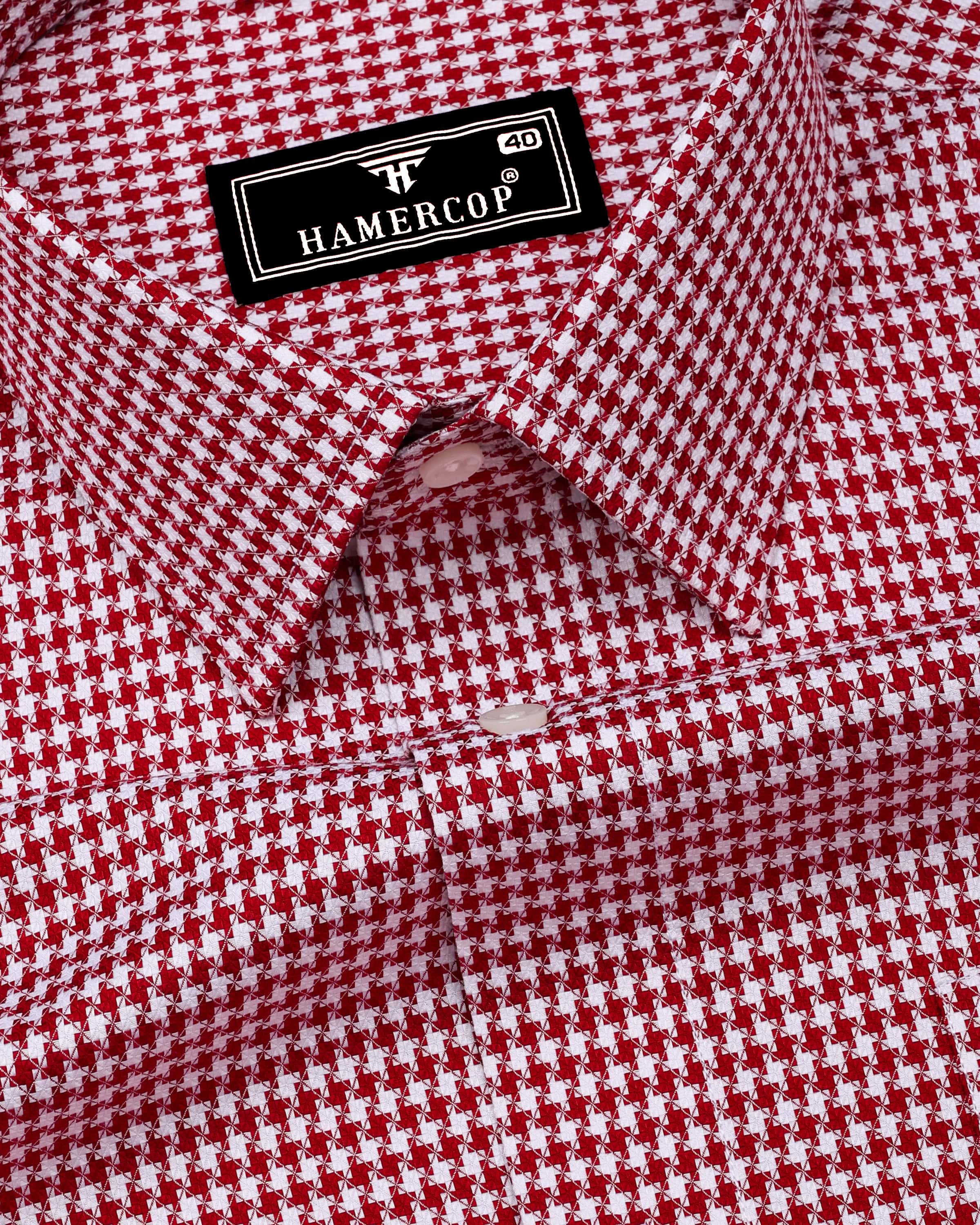 Red Houndstooth Jacquard Gizza Cotton Shirt – Hamercop
