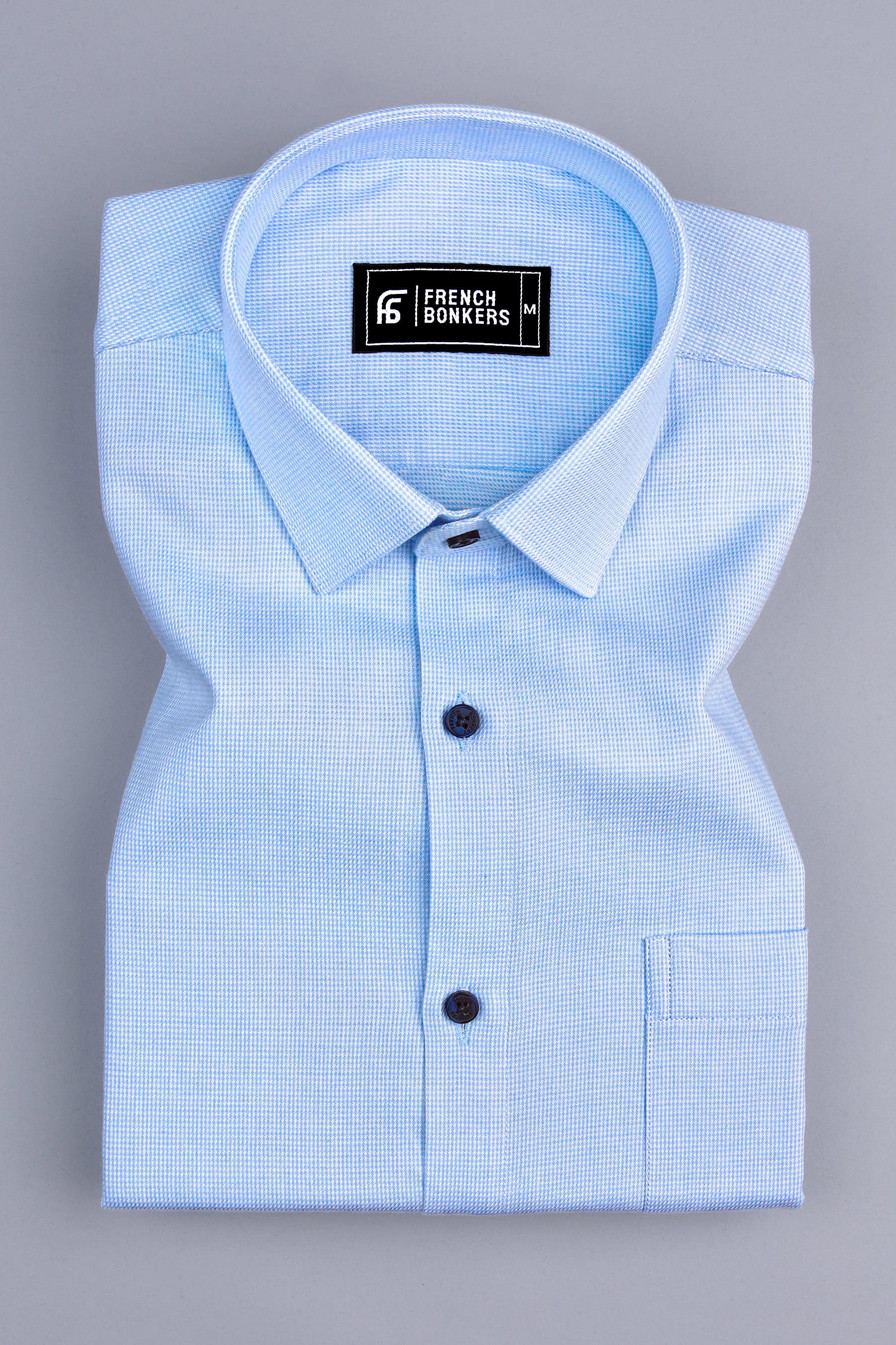 Vestia sky blue cotton solid shirt – Hamercop