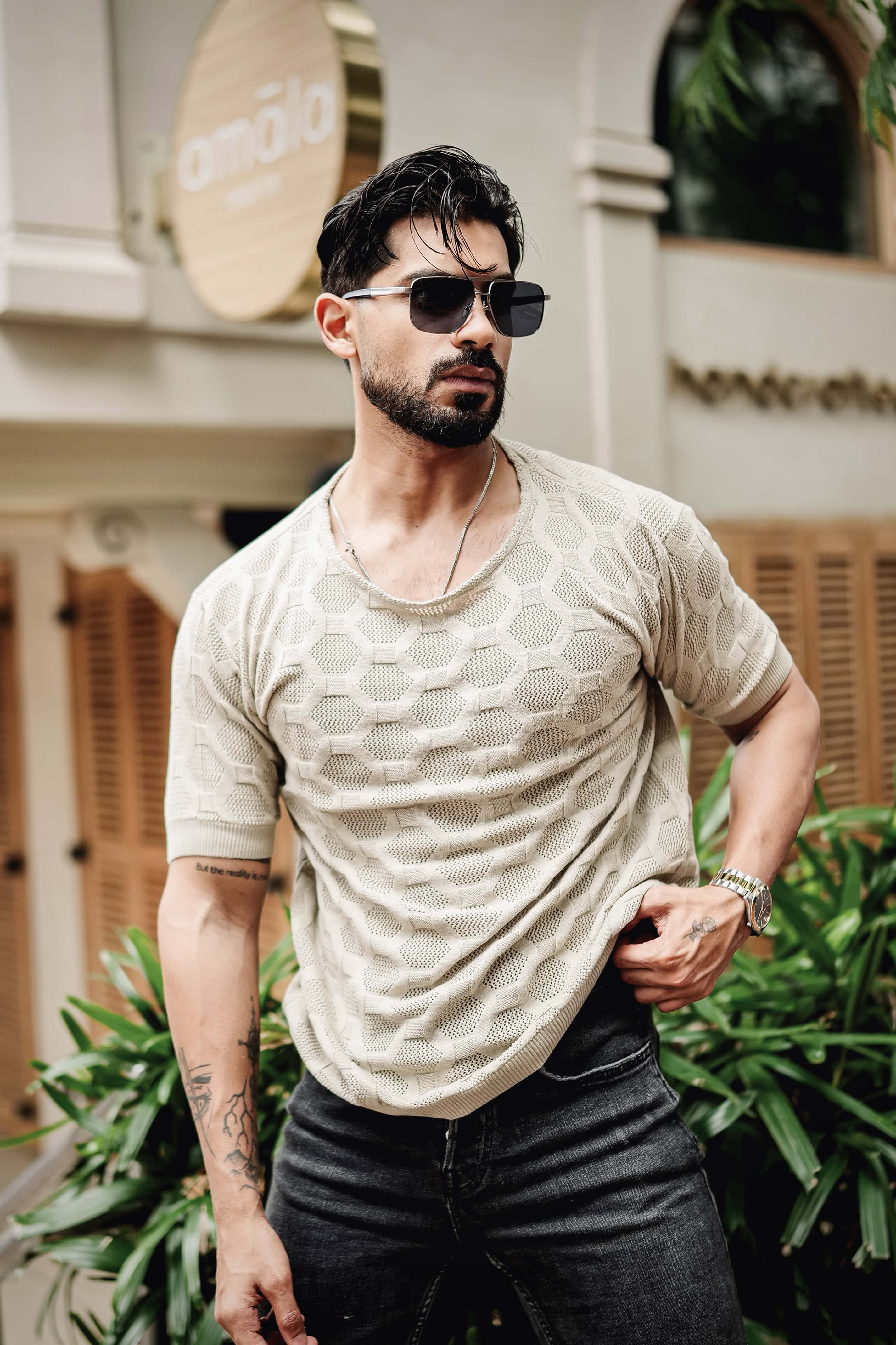 Georgian Cream Knitted Cotton T-Shirt – Hamercop