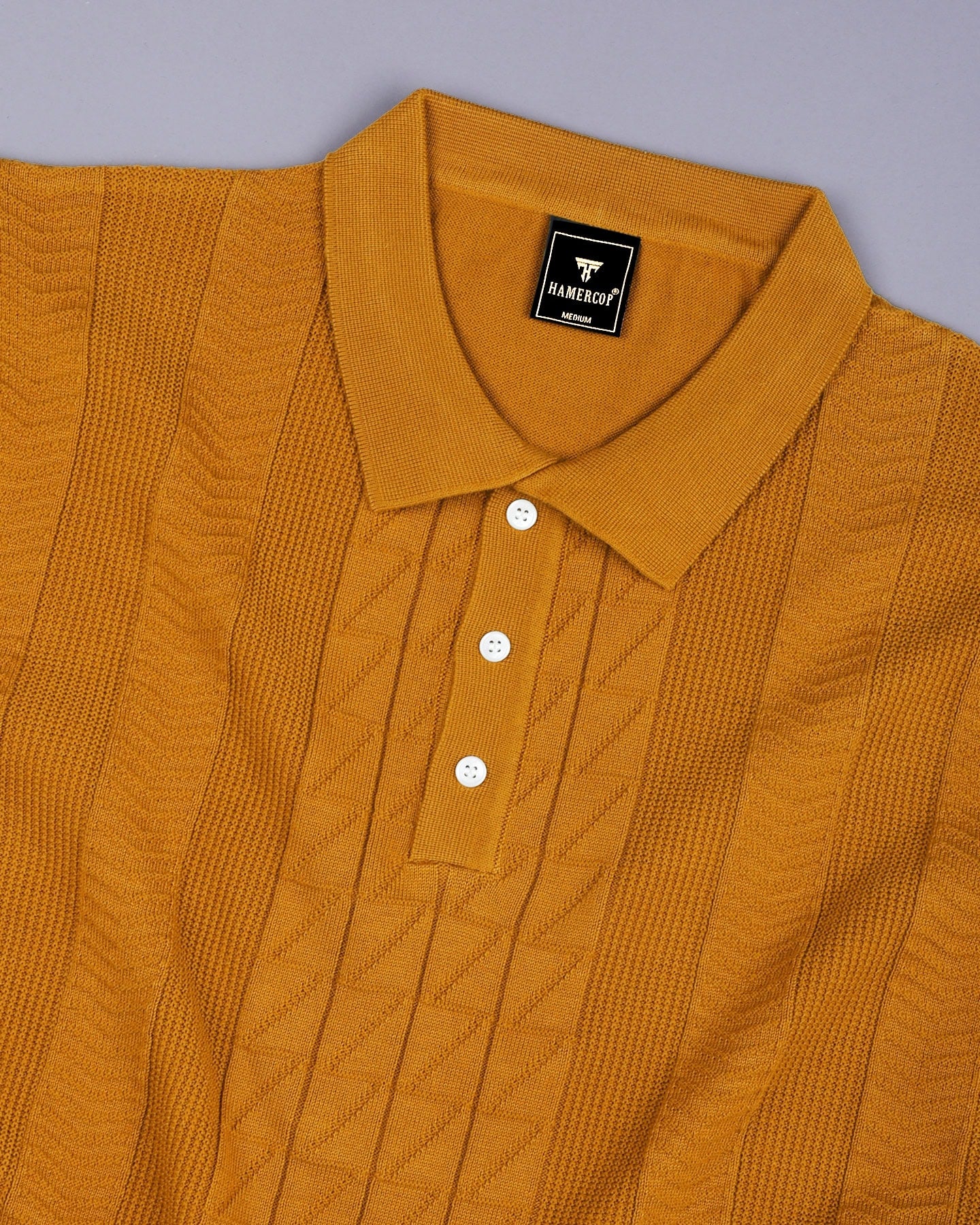 Wonder Goldenrod Yellow Knitted Cotton Polo T-Shirt – Hamercop