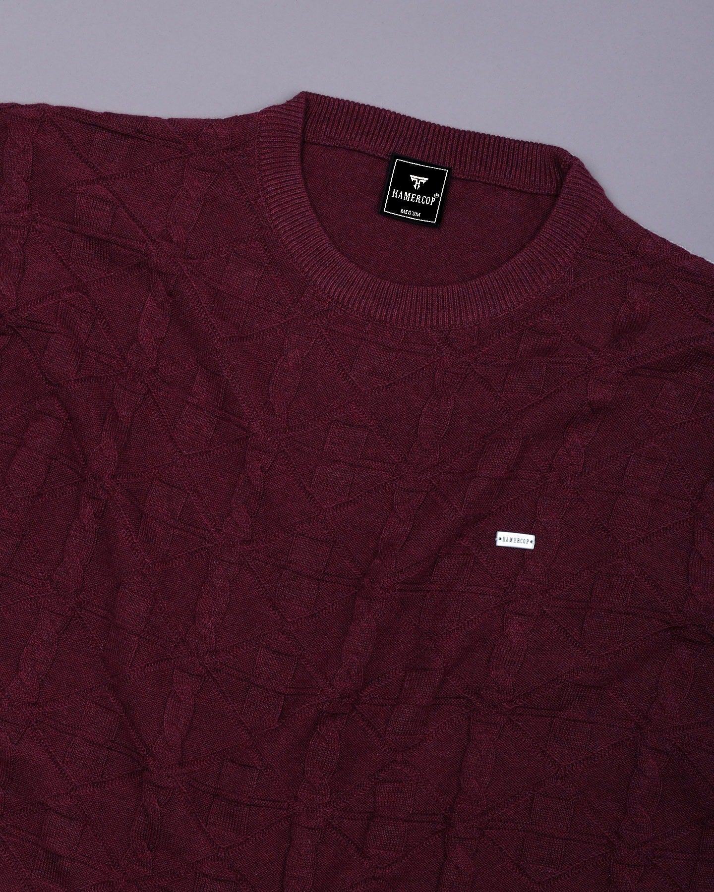 Vertex Beet Maroon Knitted Melange Cotton T-Shirt – Hamercop