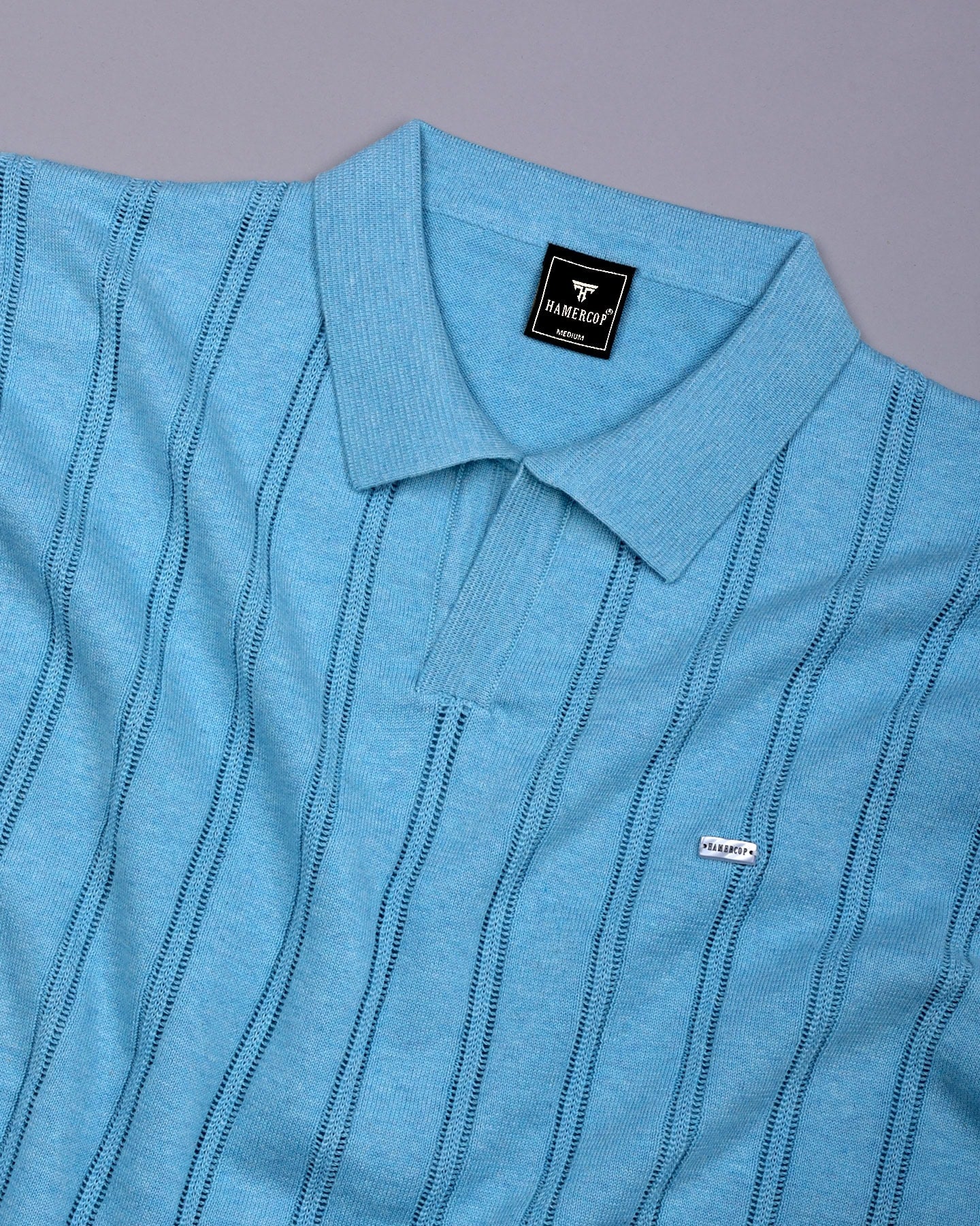 Syntax Water Blue Melange Cotton Polo – Hamercop