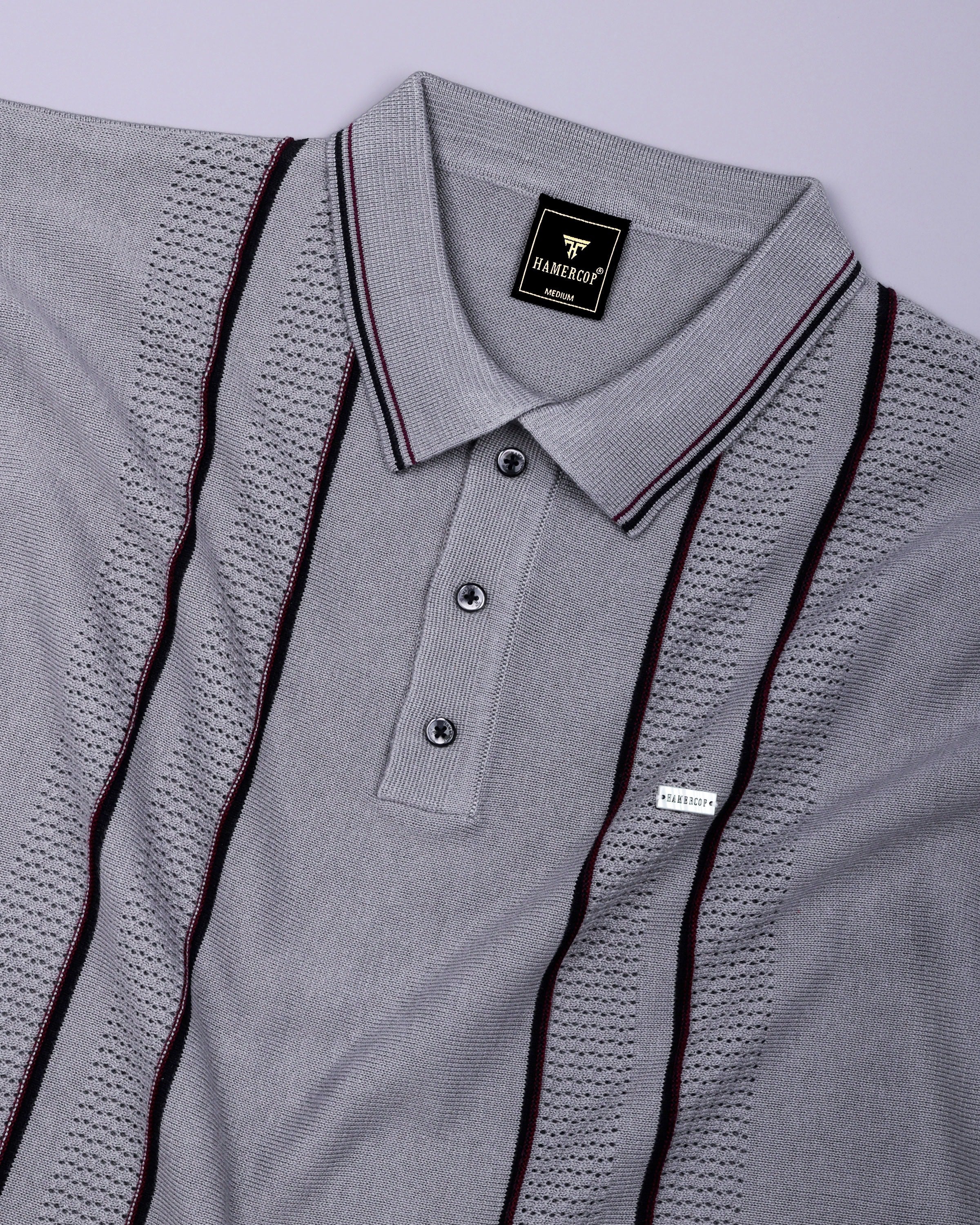 Blozen Gray Knitted Cotton Polo T-Shirt for Men – Hamercop