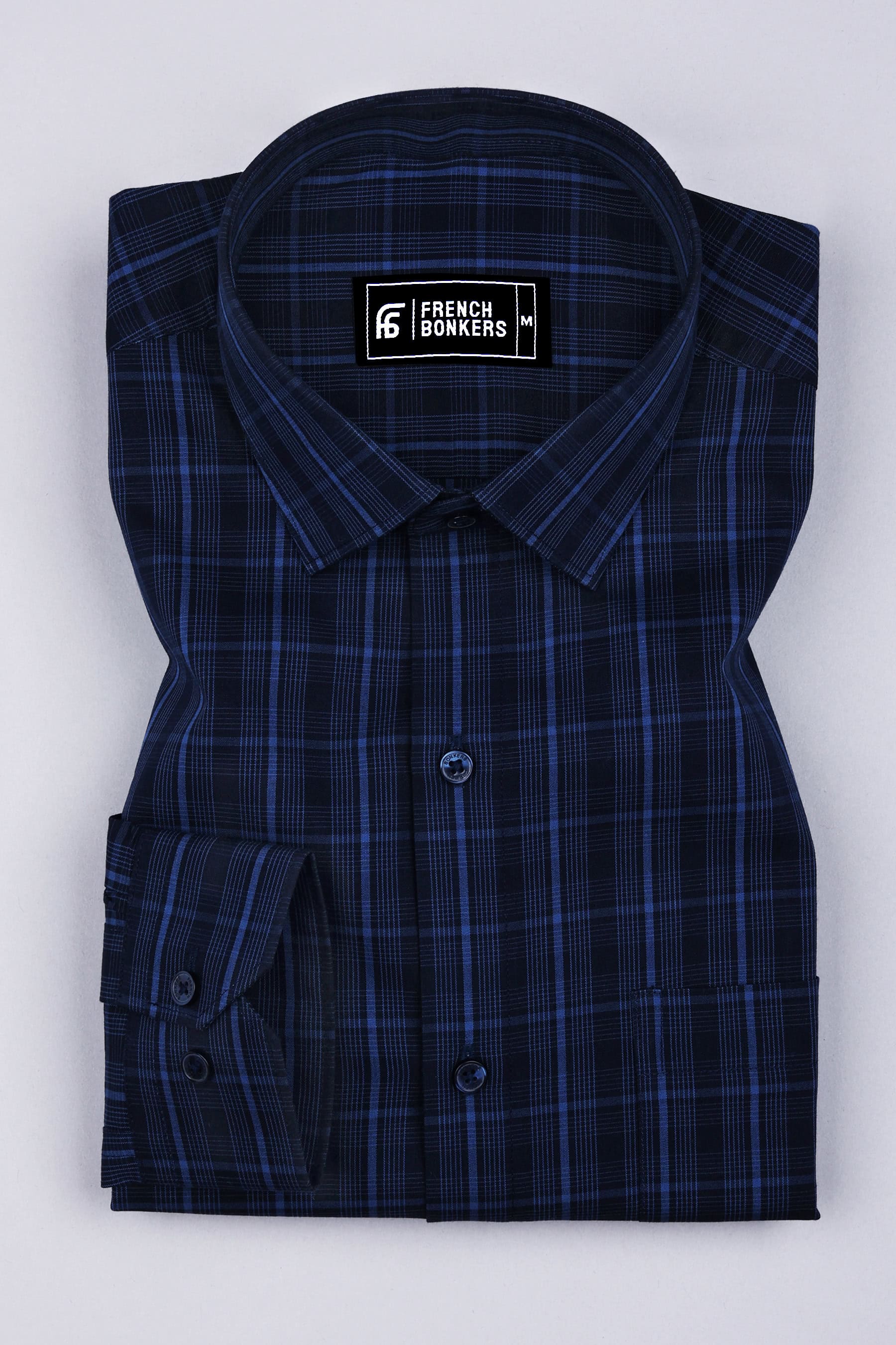 Navy Blue with Blue Check Cotton Shirt – Hamercop