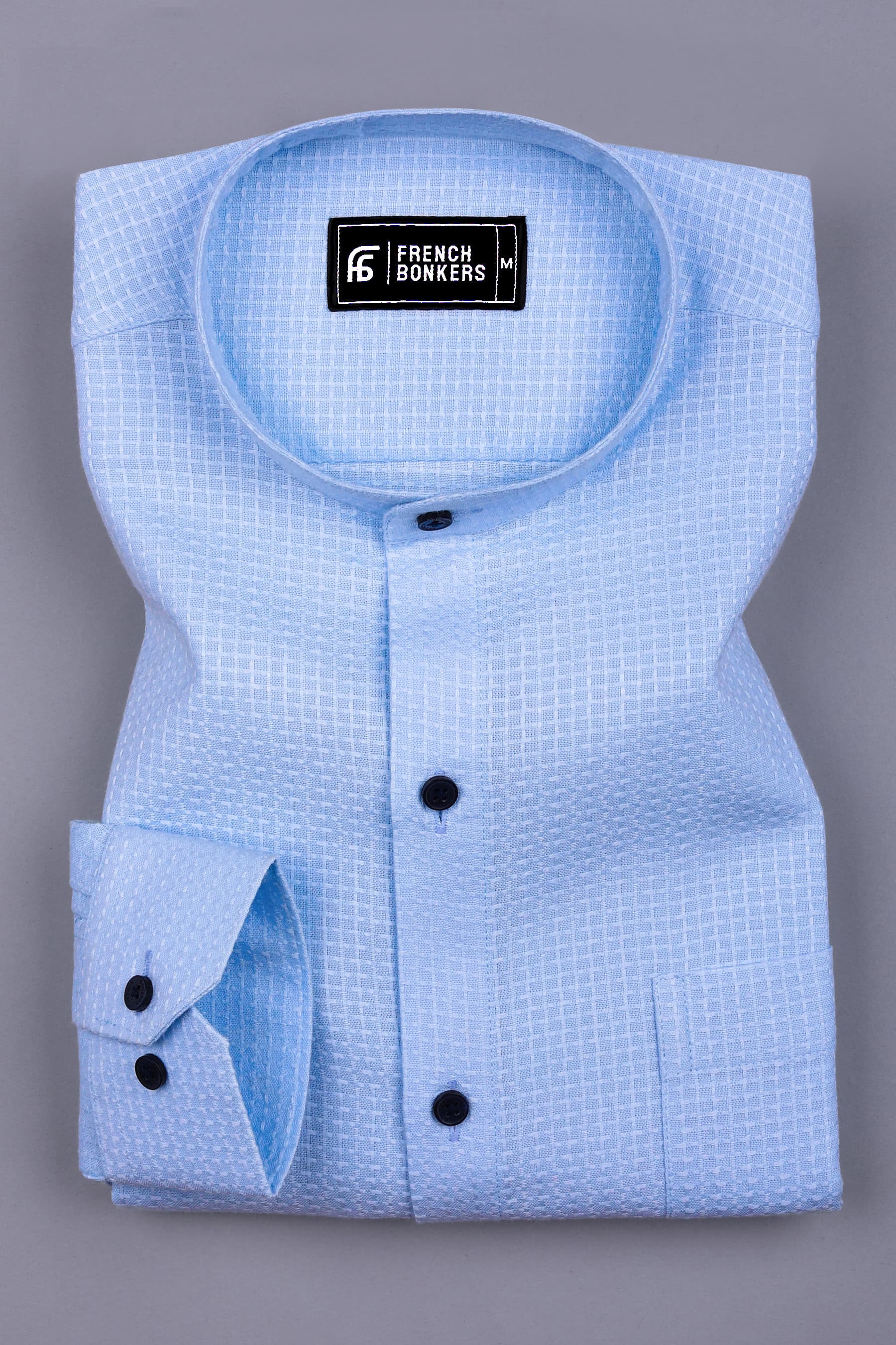 Light Blue Small Check Jacquard Cotton Shirt – Hamercop