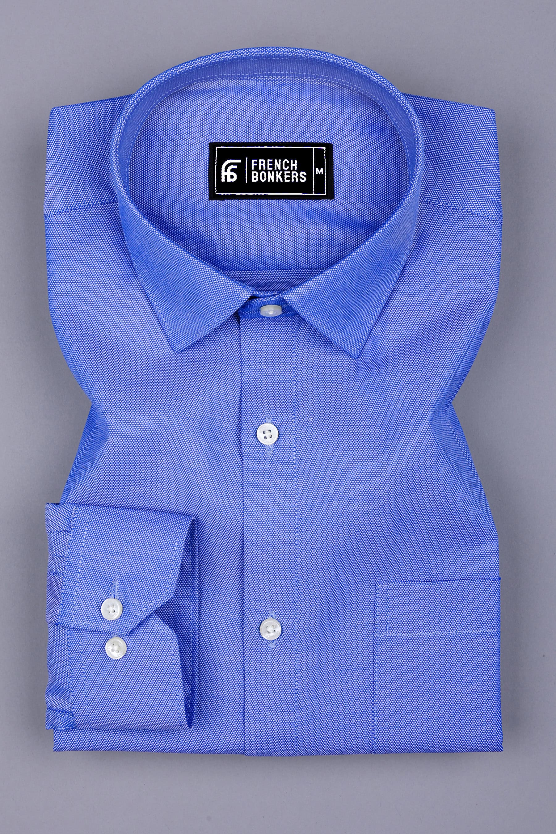 Blue Dobby Texture Cotton Shirt – Hamercop