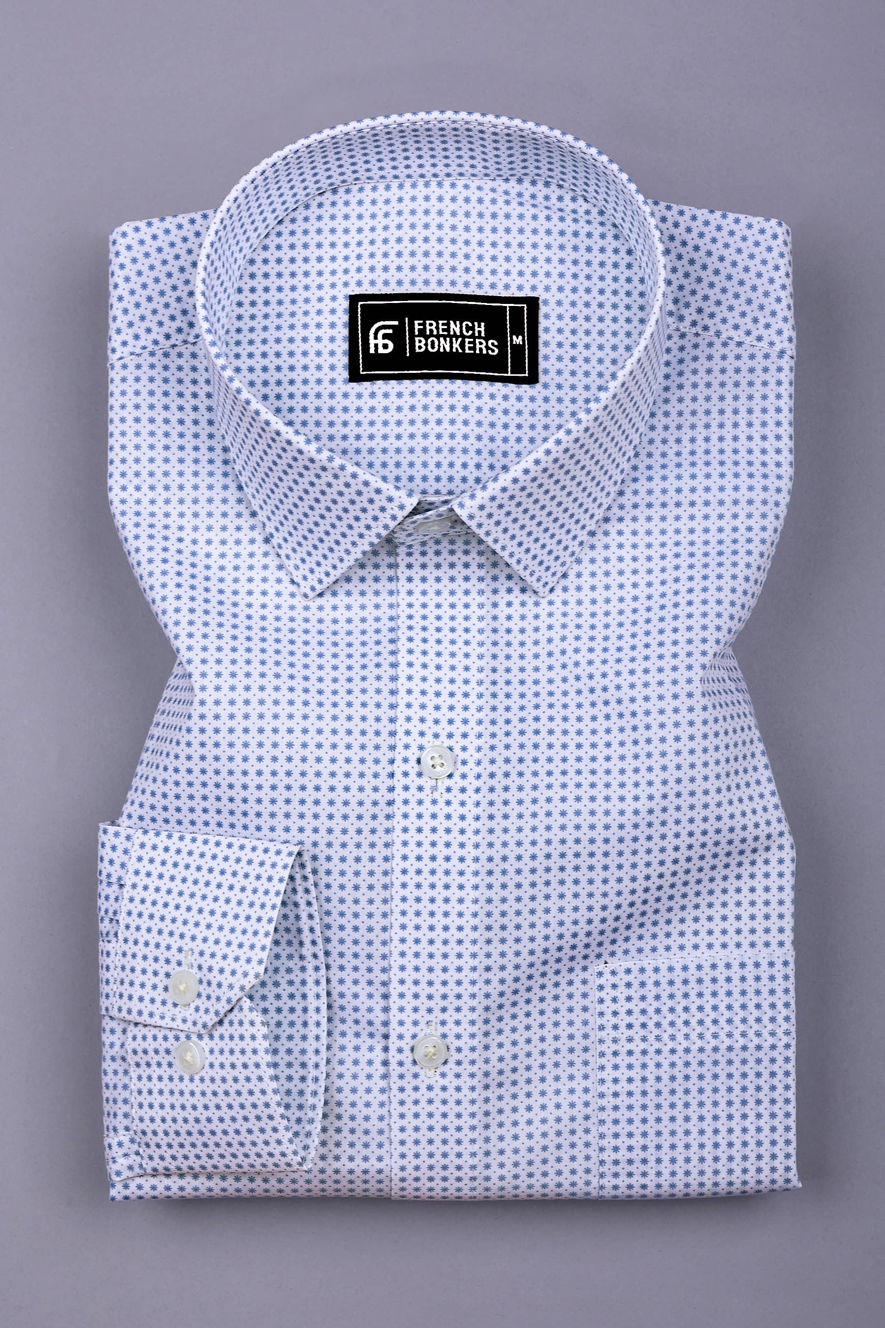 Dexiva White & Blue Ditsy Cotton Shirt – Hamercop