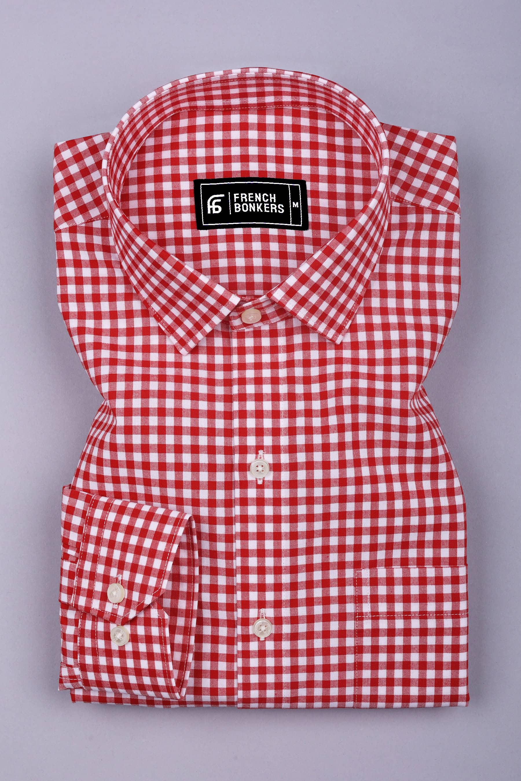 Grevola Red & White Check Cotton Shirt for Men – Hamercop