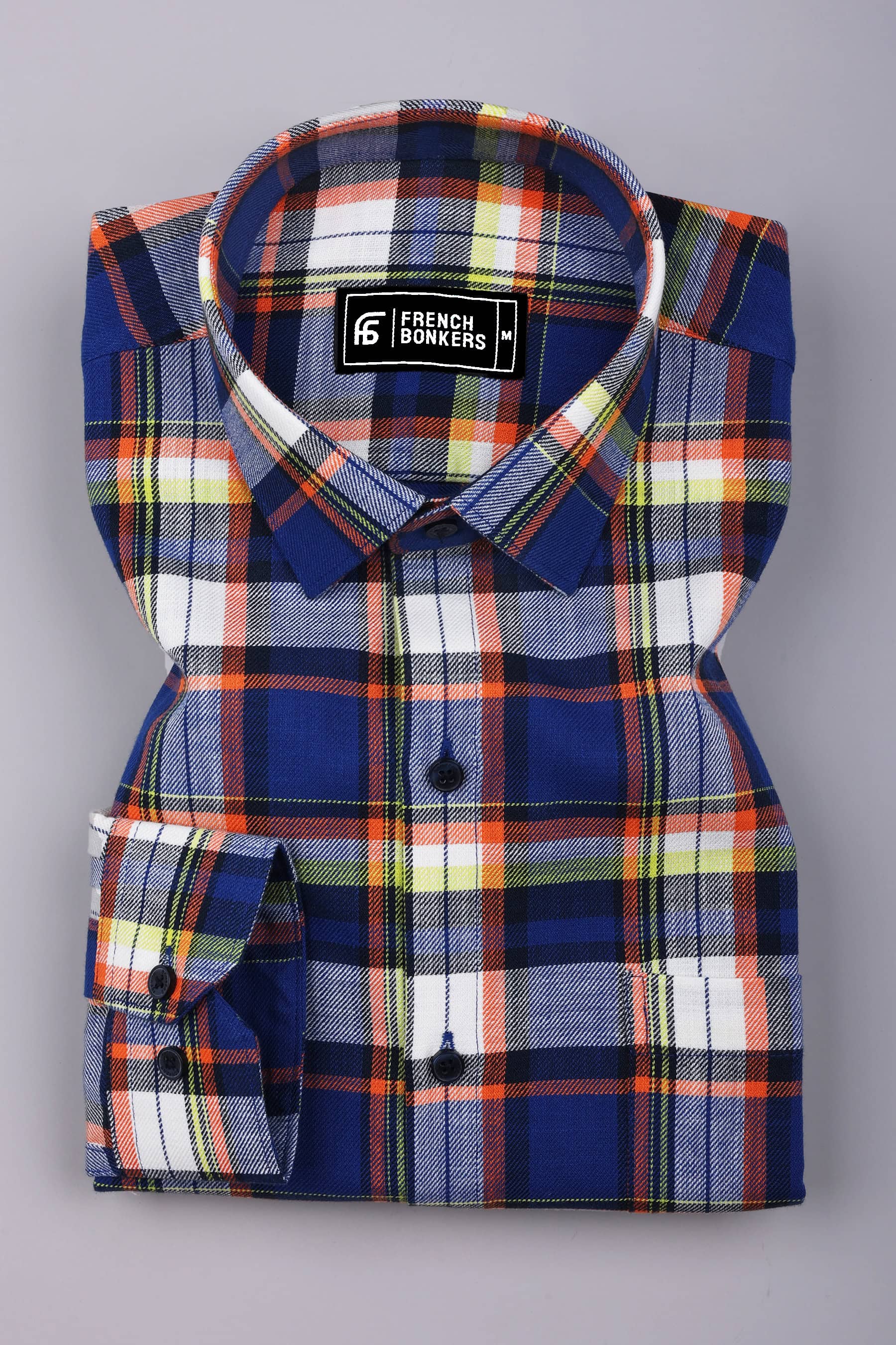 Eclipse Blue Multicolor Checked Cotton Shirt for Men – Hamercop