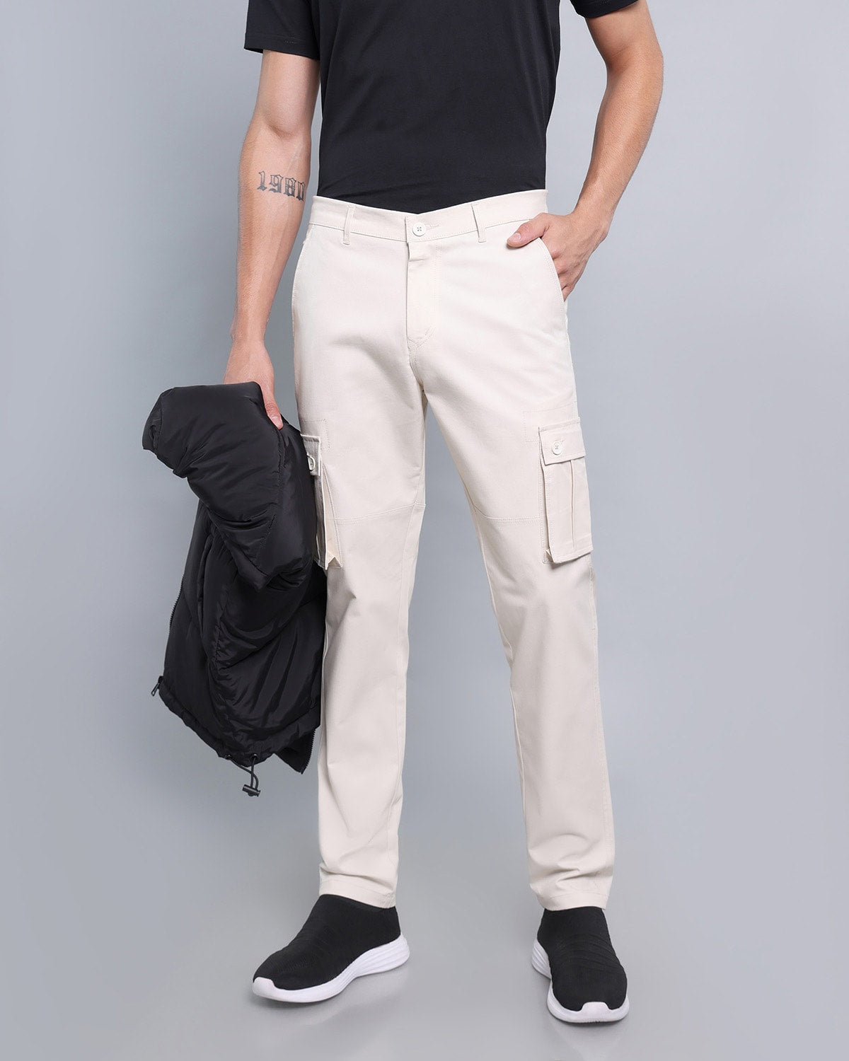 Cream Stretch Cotton Cargo Pants – Hamercop