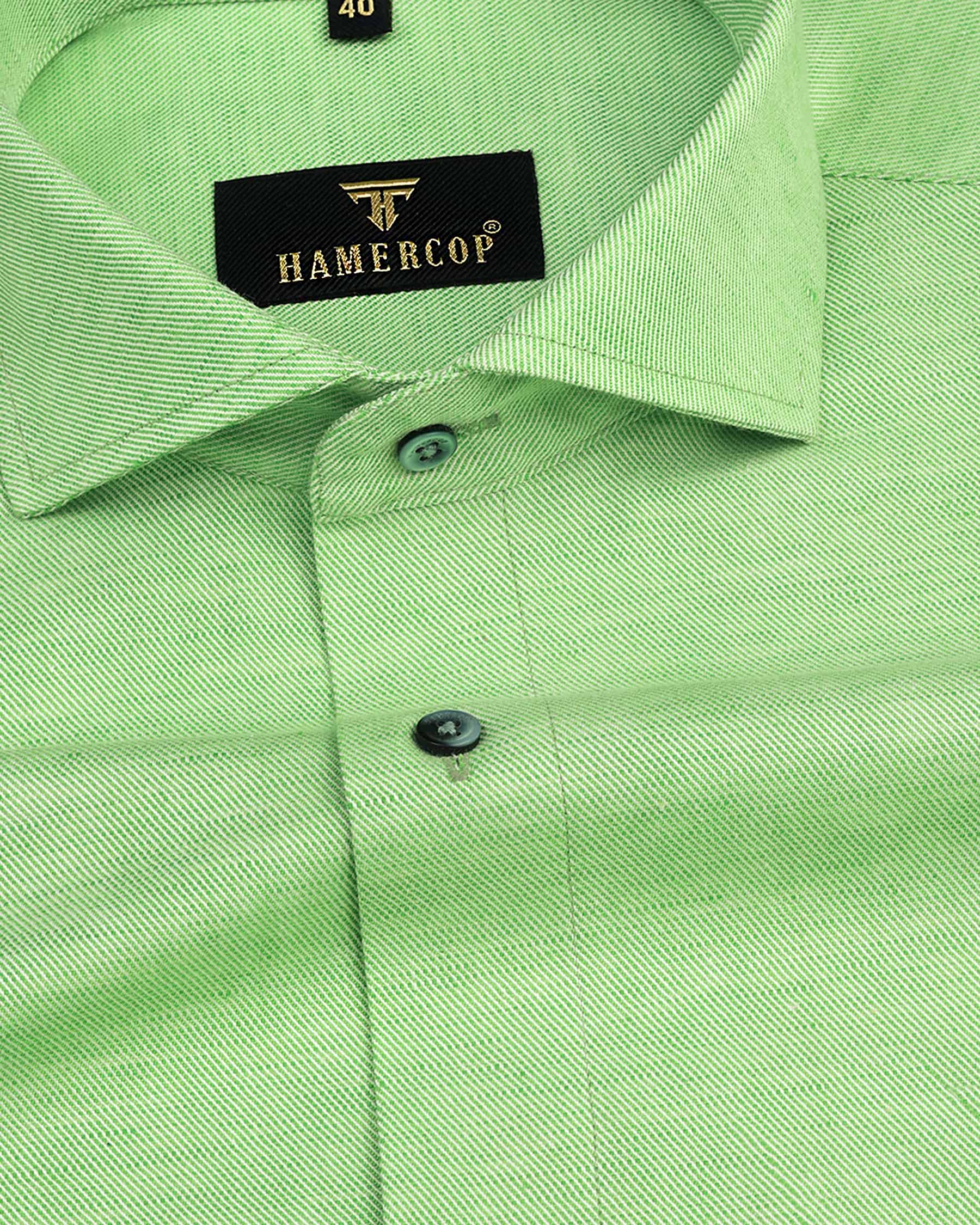Spring Green Dobby Heavy Solid Cotton Shirt – Hamercop
