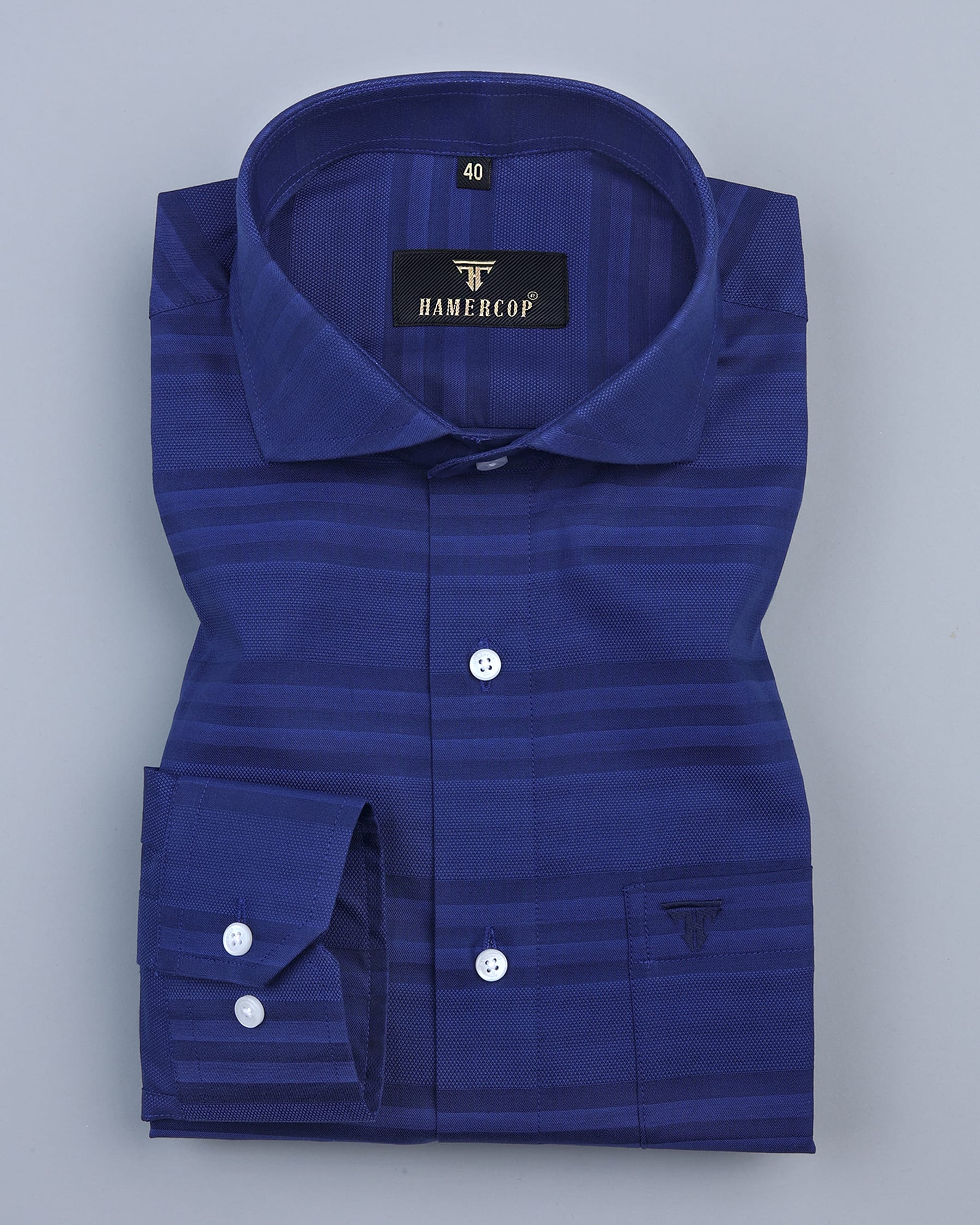 Radiant Blue Dobby Weft Stripe Premium Giza Shirt – Hamercop