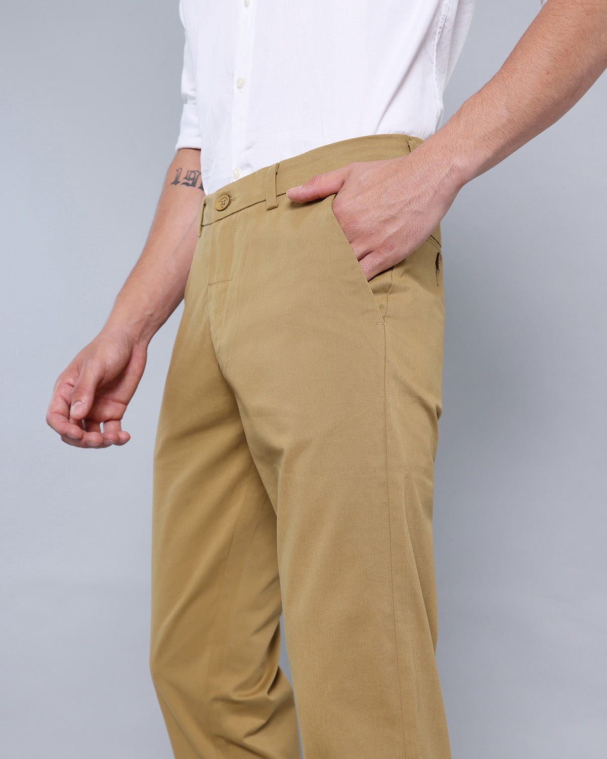 Mustard Brown Stretch Cotton Chinos – Hamercop