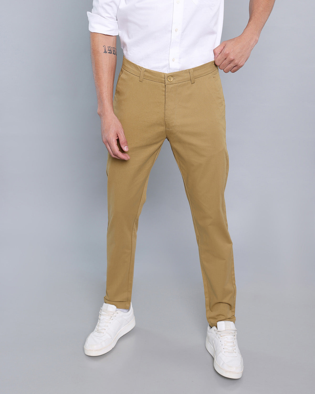 Mustard Brown Stretch Cotton Chinos – Hamercop