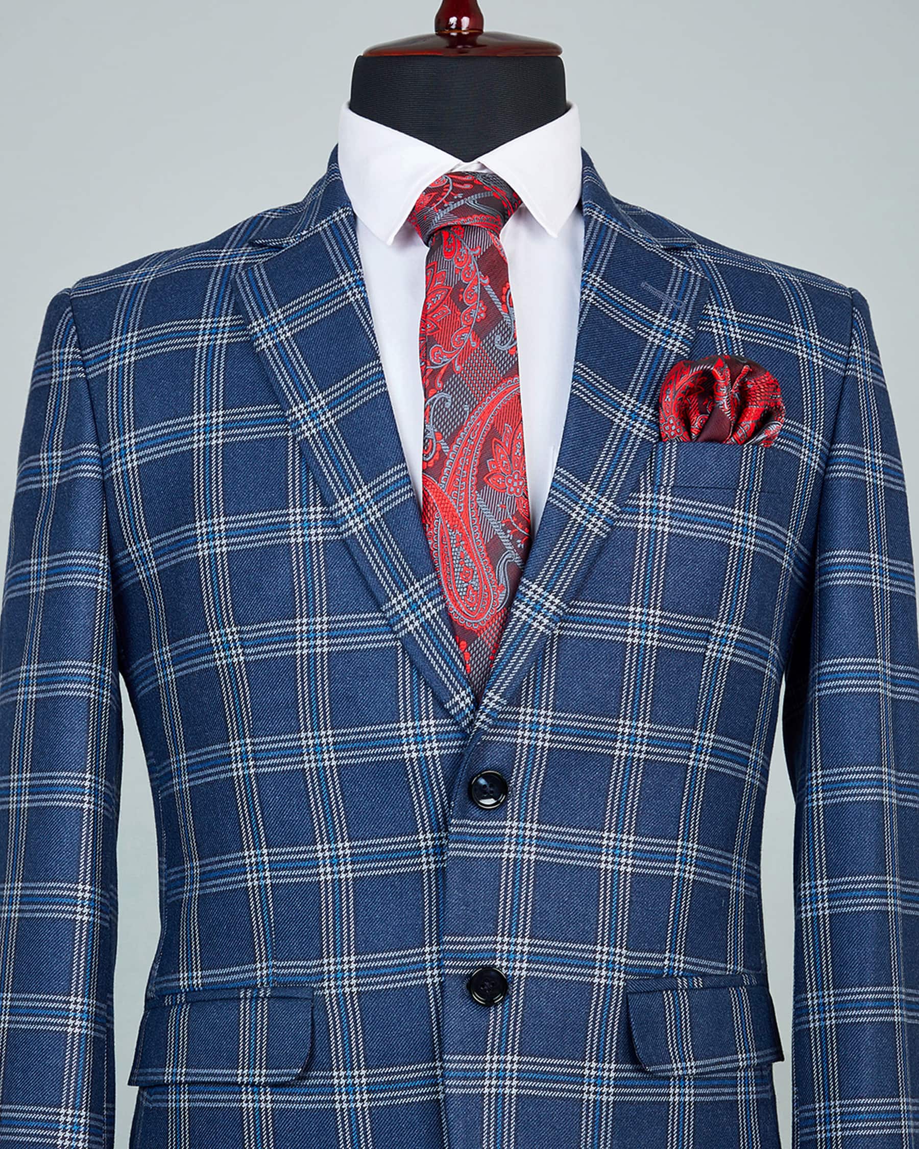 River Blue Windowpane Checkered Blazer | Hamercop
