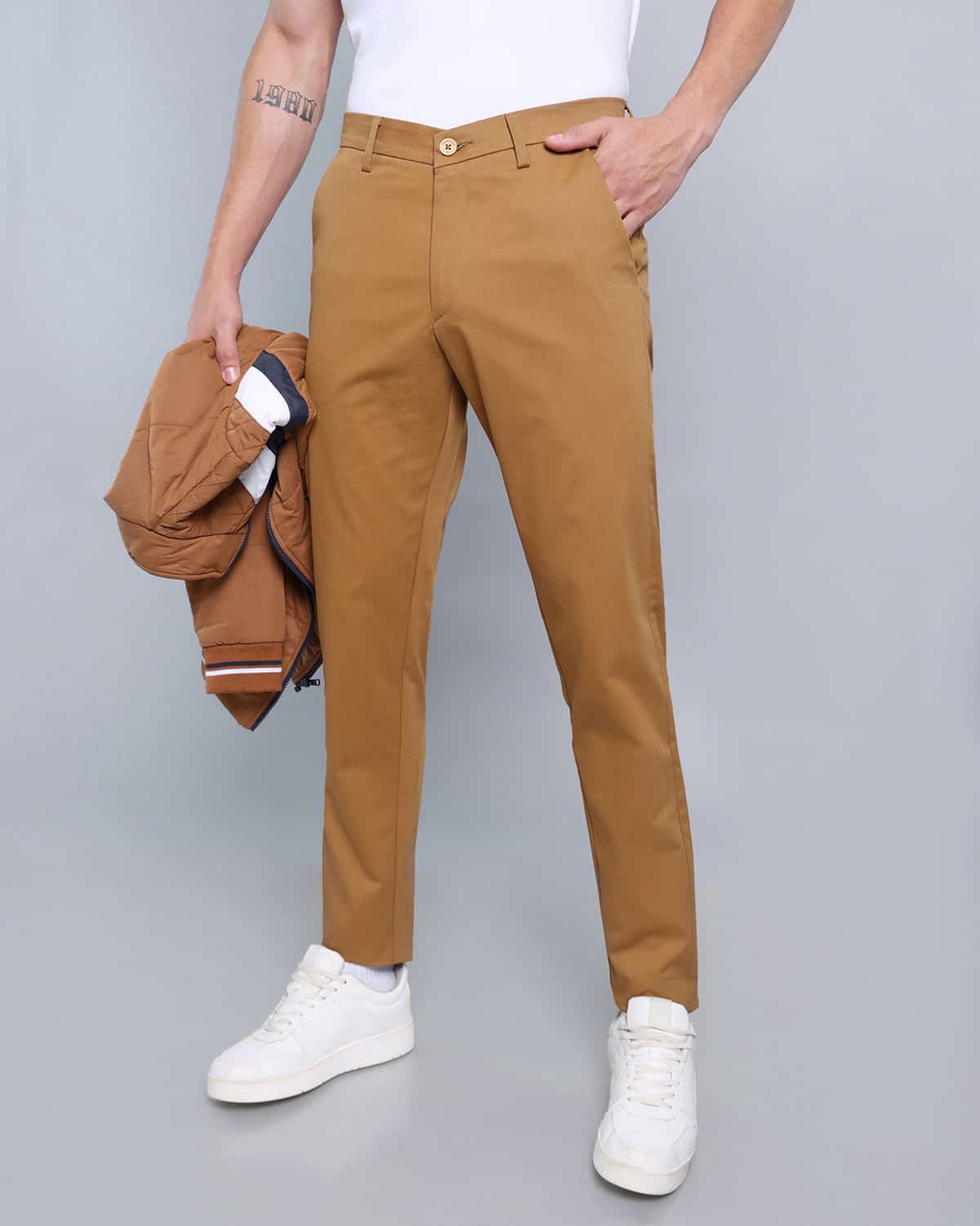 Peanut Brown Stretch Cotton Chinos – Hamercop